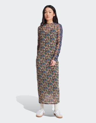 adidas Originals x Liberty London - Robe longue en tulle - Multicolore/indigo