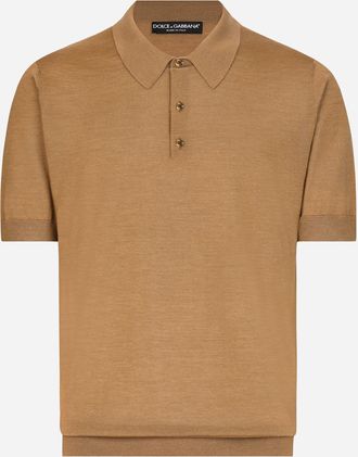 Dolce & Gabbana Poloshirt Aus Kaschmir Und Seide - Mann Strickwaren Beige 44