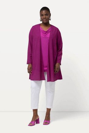 Ulla Popken Blusenjacke Indoorjacke 3D-Zackenmuster A-Linie V-Ausschnitt