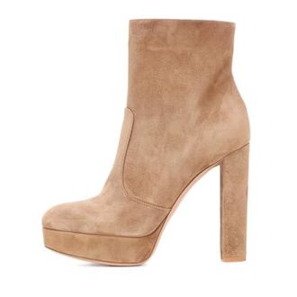 Generic Bottines Habillées à Bout Rond et Talon Bloc pour Femme, Bottines Courtes à Plateforme et Fermeture éclair Latérale Bottine Confortables en Daim pour 