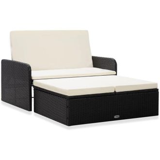 vidaXL Vidaxl - 2-tlg. Garten-Lounge-Set mit Auflagen Poly Rattan Schwarz