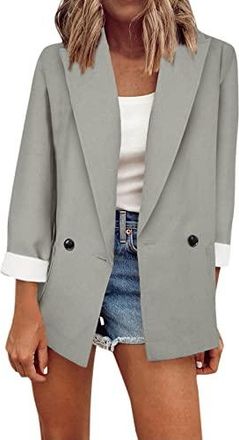 Generic Vestes d&eacute;contract&eacute;es pour femmes 2026 avec poche drap&eacute;e sur le devant, gris, XXL