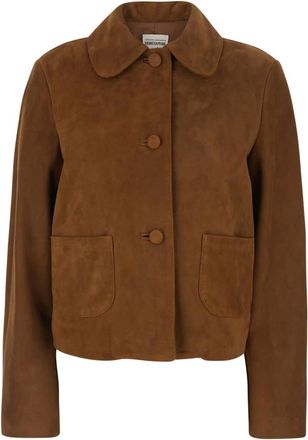 Semicouture Femme, Vestes, Brun, Taille: 42 FR Veste en daim &agrave; col classique