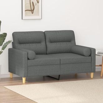 vidaXL 2-Sitzer-Sofa mit Zierkissen Dunkelgrau 120 cm Stoff - Vidaxl