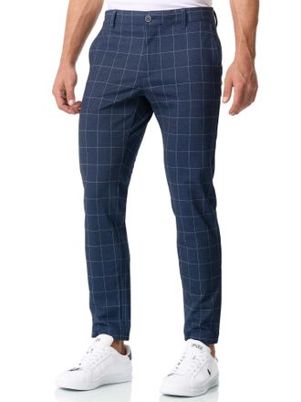 JEFF Herren JFTate Chinohose Stretchhose | Chino Herrenhose Stretch Stoffhose Check, 33/32