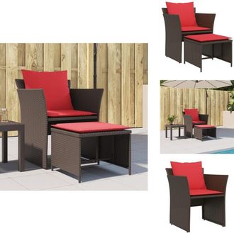 vidaXL Gartenstuhl mit Fußhocker Braun Poly Rattan - Gartenstuhl - Gartenstühle - Outdoor Stuhl - Outdoor Sessel