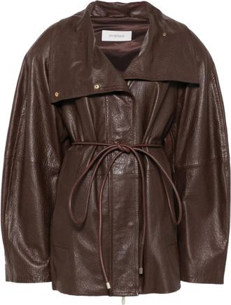 Sportmax Veste en cuir Spsalaggio - Femme - Vestes - Brun - Taille: 36 FR