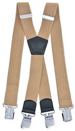 Miobo Bretelles en X ou en Y de 4 cm de large avec 3 ou 4 pinces Convient pour homme et femme Coloris au choix - Beige - Taille Unique