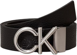 Calvin Klein Ceinture Homme Metal Boucle Monogramme, Noir (Ck Black Pebble), 95 cm
