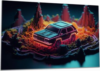 Wallario Herdabdeckplatte/Spritzschutz aus Glas, 1-teilig, 80x52cm, für Ceran- und Induktionsherde, Pixel-Roadtrip