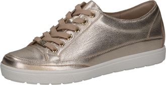 Caprice Damen Sneaker flach aus Leder mit Schnürsenkeln, Metallisch (Platin Metal.), 36.5 EU