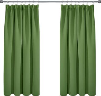 Deconovo Vorhang Thermogardine Blickdicht Kr&auml;uselband Gardinen Kinderzimmer Blickdicht Vor&auml;nge, 138x117cm(H&ouml;hexBreite), Apfelgr&uuml;n, 2er Set