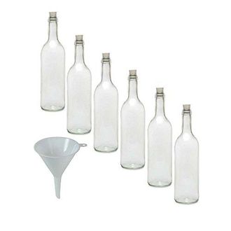 mikken Art 6 lGlasflaschen 750ml mit Korkverschluss zum bef&uuml;llen inkl. einem Trichter