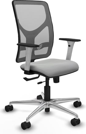 Piqueras y Crespo B&uuml;rostuhl mit wei&szlig;en und schwarzen Armlehnen, h&ouml;henverstellbare Lendenwirbelst&uuml;tze, ausgestattet mit Syncro/Traslack und Schneideschaum, Grau/Hellgrau