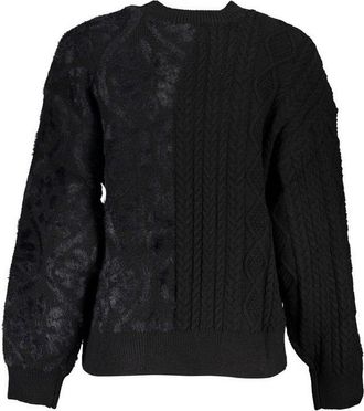 Desigual Strickpullover Stylischer Damen Rollkragenpullover in Schwarz mit Details und Logo