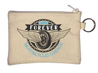 Generic Choppers Forever Motorcycles Garage Schlüsselanhänger Münzbörse Beige