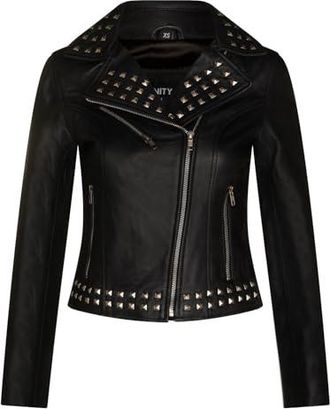 Infinity Leather Femmes Noire cuir Veste gothique motard cloutée