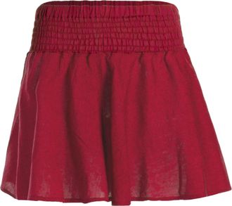 vishes Alternative Bekleidung - Damen Mini-Rock Baumwolle Casual elastischer Bund dunkelrot 42-46