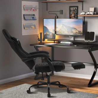 Woltu Gaming Stuhl Ergonomisch, Schreibtischstuhl mit Massagefunktion, Computerstuhl mit Taschenfederkissen, Drehstuhl mit Kopfkissen, Lendenkissen