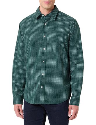 GANT Herren REG Micro Print Shirt Hemd, Gr&uuml;n, L