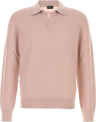 Ermenegildo Zegna Kaschmirpullover mit Poloshirtkragen - Rosa