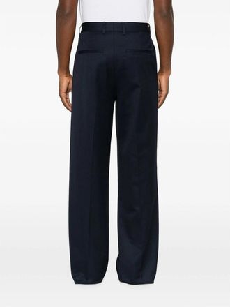 Lardini Pleated Wide-Leg Trousers - Navy