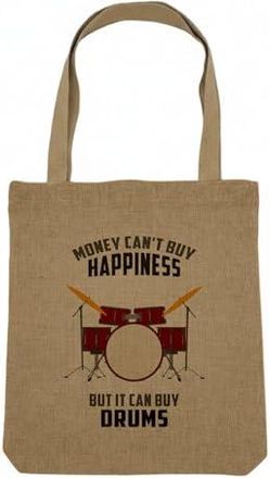 Fabulous Sac Shopping Tote Bag Aspect Lin - Drums - Money Cant Buy Happiness Music Sac de Courses Toile Epaisse 360g Beige Naturel Cabas Port&eacute; Epaule Solide Im