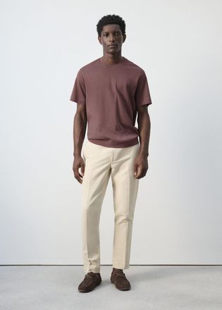 Mango Medium weight regular fit T-shirt prune - Homme - XXL - MANGO MAN