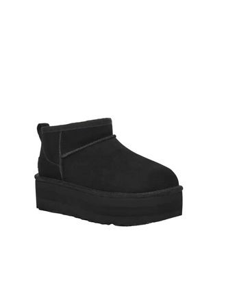 UGG Womens Ankle Boots Classic Ultra Mini Black Suede Leather