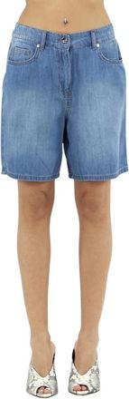 Kaos Kaos, Femme, Shorts, Bleu, Taille: 42 FR Short en jean en coton avec surpiq&ucirc;res d&eacute;coratives