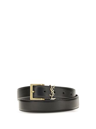 Saint Laurent Mens Leather Belt Box Laque Calfskin Black Calf