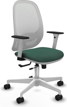 Piqueras y Crespo B&uuml;rostuhl mit 1D-Armen, h&ouml;henverstellbare Lendenwirbelst&uuml;tze, ausgestattet mit Syncro/Traslack und Schneideschaum, mit Rollen von 65 mm, Nylon, Wei&szlig; /