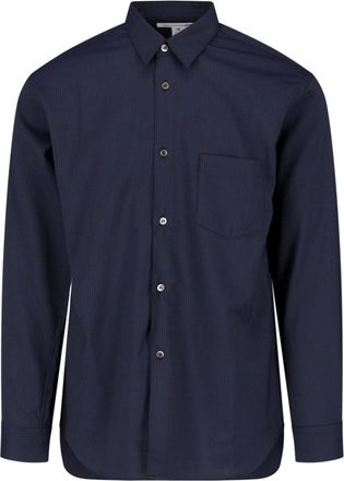 Comme Des Gar&ccedil;ons Dark Blue Wool Blend Shirt