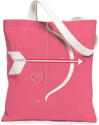 Generic Sacs fourre-tout en toile de p&ecirc;che pour la Saint-Valentin, motif t&ecirc;te de fl&egrave;che, sacs de courses r&eacute;utilisables, &eacute;l&eacute;gants, l&eacute;gers et lavables, toile po