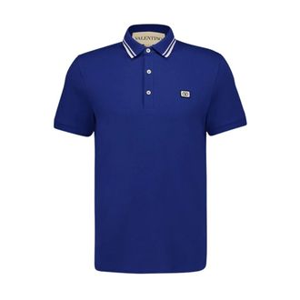 Valentino Garavani Polohemd aus Baumwoll-Piqu&eacute; mit VLogo-Patch - - Tops - Herren - Blau - L