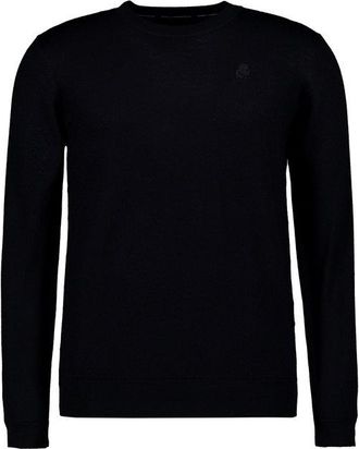Karl Lagerfeld Herren Pullover schwarz Merinowolle unifarben