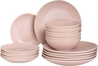 Beliani Tafelservice 18-teilig VIVANI Steinzeug Rosa