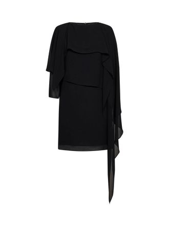 Maison Margiela Cape-Overlay Chiffon Dress - Black