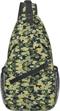 Generic Polyester Sacoche Tactique Art de camouflage militaire vert froid Sling Sac &agrave; Bandouli&egrave;re Mode Sac Poitrine pour Femme &eacute;cole Homme