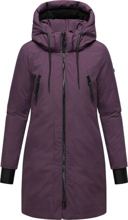 Navahoo Damen modischer Wintermantel warmer Parka mit (abnehmbarer) Kapuze und Rucksacktr&auml;gern innen Winterzart 14 Dusty Plum Gr. XL