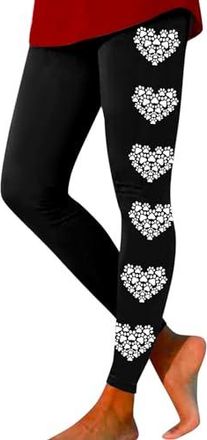 Generic Legging imprim&eacute; pour la Saint-Valentin 2026 pour femme - Contr&ocirc;le du yoga - Taille haute, blanc, XL