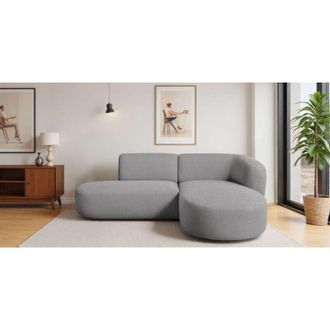 Fun M&ouml;bel Ecksofa Designersofa BABETTE in Stoff Lins Moosgr&uuml;n Ottomane Rechts