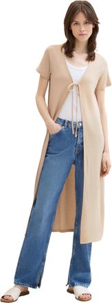 Tom Tailor Damen T-Shirt Cardigan mit Struktur, bisque, S