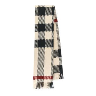 Burberry Homme, Accessoires, Beige, Taille: ONE Size &Eacute;charpe &agrave; Carreaux &agrave; Franges en Laine