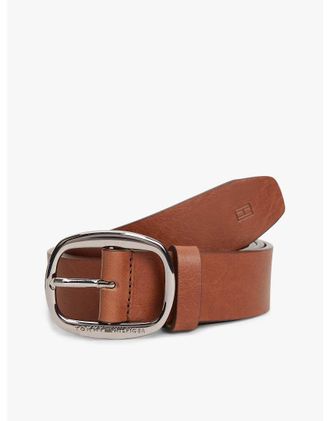 Tommy Hilfiger Ceinture en cuir estamp&eacute; &agrave; boucle ovale - Marron