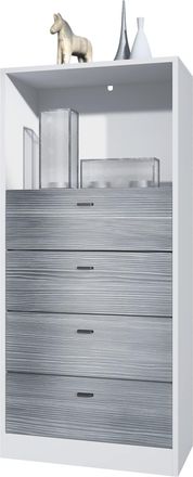 Vladon Kommode Pino V3, Made in Germany, Anrichte mit 4 Schubladen & 1 offenem Fach, Wei&szlig; matt/Avola-Anthrazit ohne LED (56 x 125 x 36 cm)