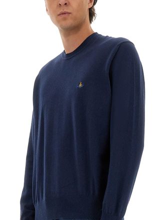 Vivienne Westwood Logo Cotton-Cashmere Blend Sweater - Blue
