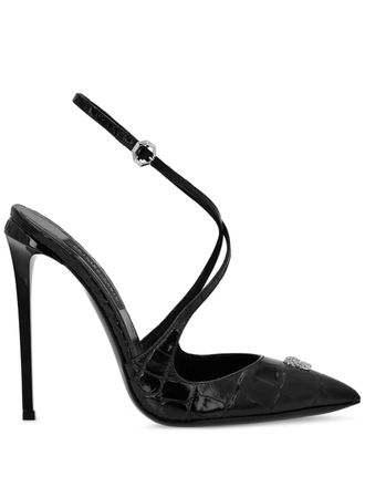 Philipp Plein escarpins Crossing à imprimé Crocco - Noir