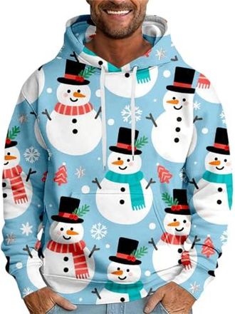 Generic Sweat à capuche de Noël amusant pour homme, pull de Noël 2025 fantaisie moche imprimé graphique 3D sweatshirt pull décontracté fêtes de fin dannée pul