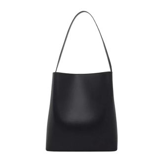 Aesther Ekme Femme, Sacs, Noir, Taille: ONE Size Sac fourre-tout en cuir noir avec fermeture magn&eacute;tique